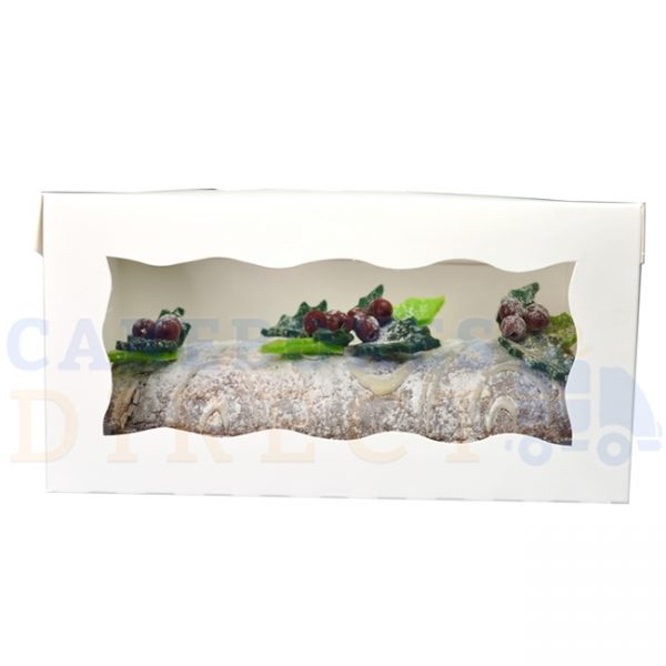 White Yule Log Box 8 x 4 x 4in (Qty 100) - Cake Boxes Direct Ltd