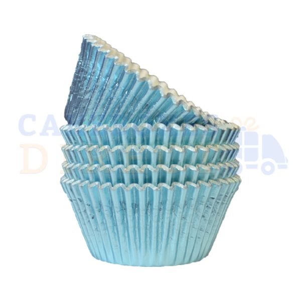 Baby Blue Foil Cupcake Cases (Qty 500) - Cake Boxes Direct Ltd