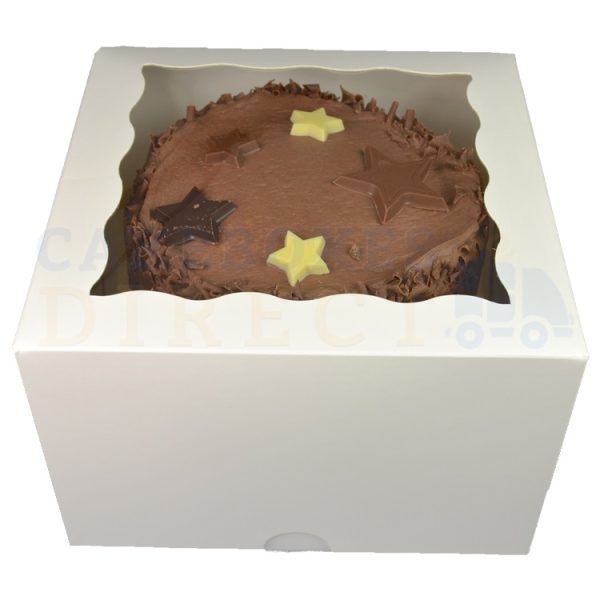 10x10x6in. Premium White Window Gateaux Box - Cake Boxes Direct Ltd