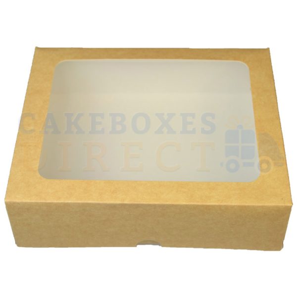 ½ Traybake Kraft Window Box 8 x 6.5 x 2in - Cake Boxes Direct Ltd
